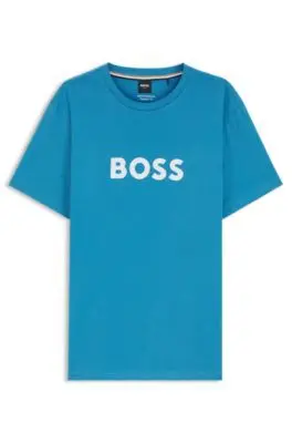 BOSS Cotton Jersey T-shirt With Logo Print - Turquoise