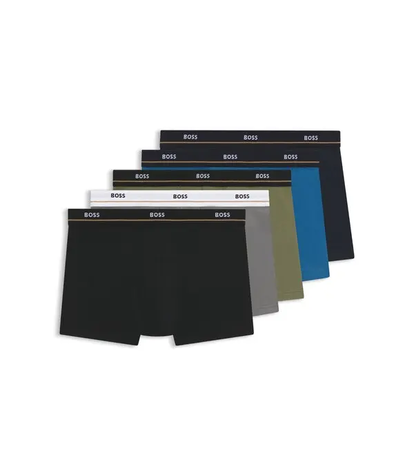 BOSS Five-pack Of Stretch-cotton Trunks With Logo Waistbands - Patterned