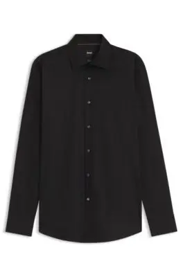 BOSS Slim-fit Shirt In Easy-iron Cotton Poplin - Black
