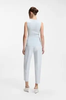 BOSS Ribbed Mock Neckline Top - Light Blue