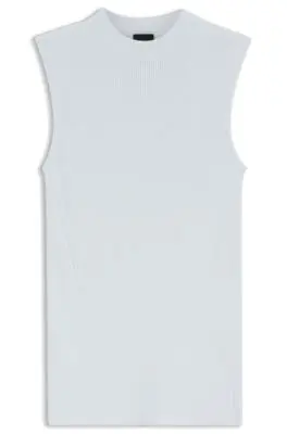 BOSS Ribbed Mock Neckline Top - Light Blue