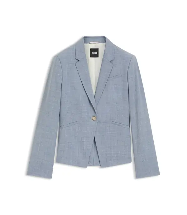 BOSS Slim-fit Blazer In Virgin Wool - Light Blue