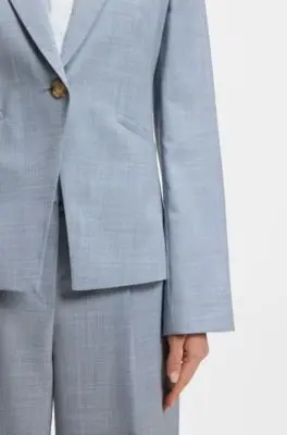 BOSS Slim-fit Blazer In Virgin Wool - Light Blue