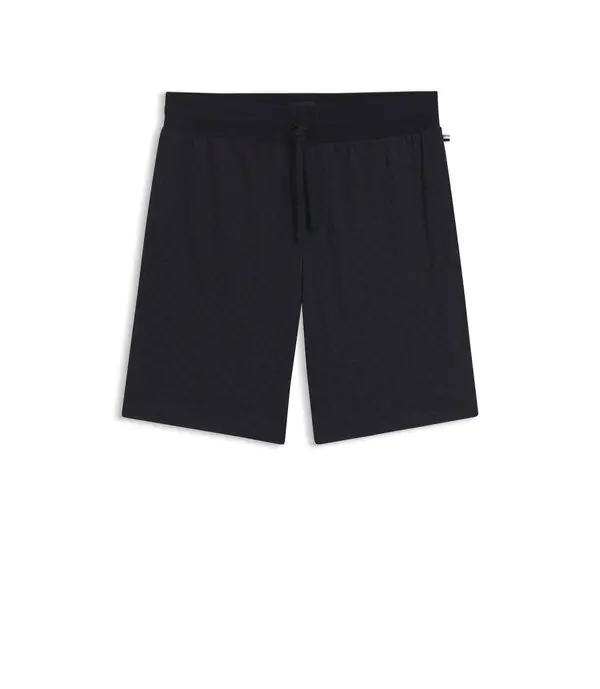 BOSS Cotton Pajama Shorts With Branding - Dark Blue