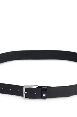 BOSS Italian-leather Belt With Signature Stripe - Black