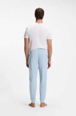 BOSS Cotton-blend Sweatpants With Waffle Structure - Light Blue