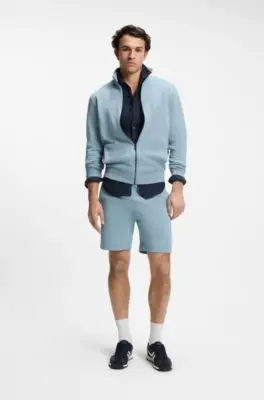 BOSS Cotton-terry Jacket With Logo Patch - Light Blue