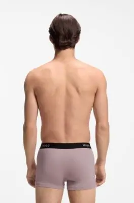 Hugo Three-pack Trunks With Jacquard Logo Waistband
