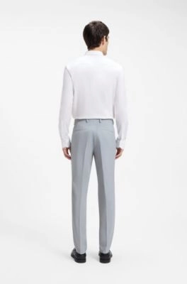 Hugo Extra-slim-fit Wool-blend Poplin Trousers - Light Blue