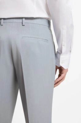 Hugo Extra-slim-fit Wool-blend Poplin Trousers - Light Blue