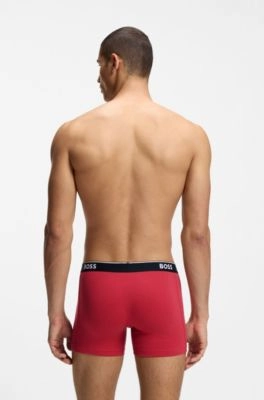 BOSS Three-pack Of Stretch-cotton Boxer Briefs With Logo Waistband