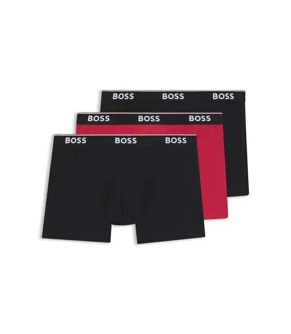 BOSS Three-pack Of Logo-waistband Boxer Briefs - Light Blue