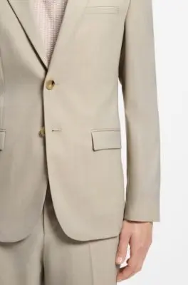 Hugo Extra-slim-fit Suit Jacket In Wool-blend Poplin