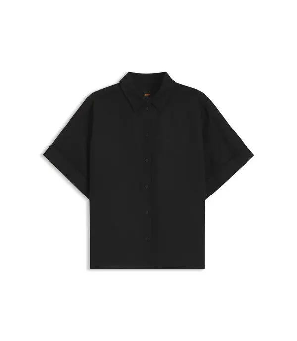BOSS Regular-fit Blouse With Rolled Cuffs - Black