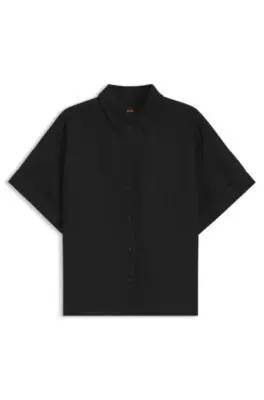 BOSS Regular-fit Blouse With Rolled Cuffs - Black