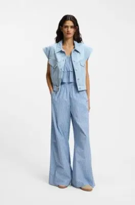 BOSS Cotton-poplin Palazzo Trousers