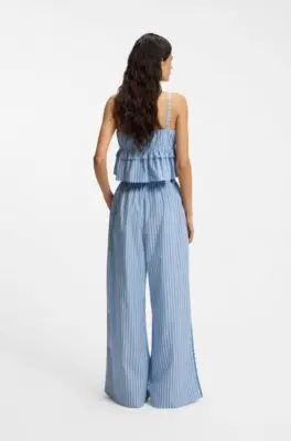 BOSS Cotton-poplin Palazzo Trousers