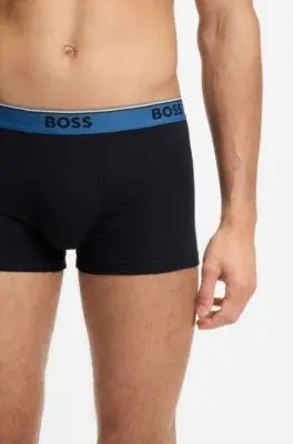 BOSS Three-pack Of Stretch-cotton Trunks With Logo Waistbands - Black