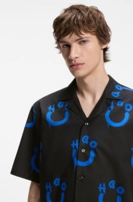 Hugo Relaxed-fit Shirt With Logo Print