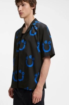Hugo Relaxed-fit Shirt With Logo Print