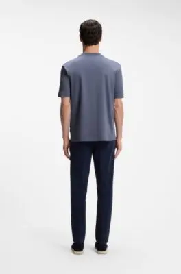 BOSS Cotton T-shirt With Double-b Monogram Badge - Light Blue