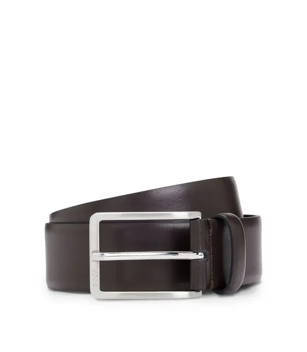 BOSS Pin-buckle Belt In Italian Leather - Dark Brown