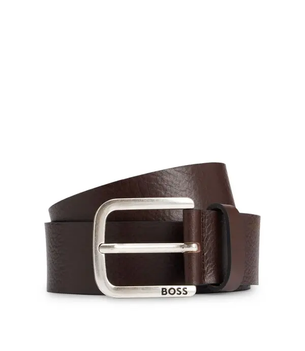 BOSS Buffalo-leather Belt With Pin Buckle - Dark Brown