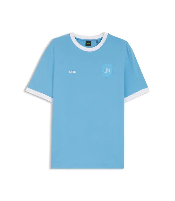 BOSS Stretch-cotton T-shirt With Country Flag And Logo