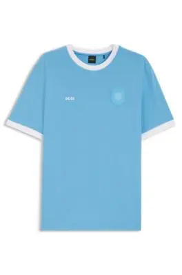 BOSS Stretch-cotton T-shirt With Country Flag And Logo