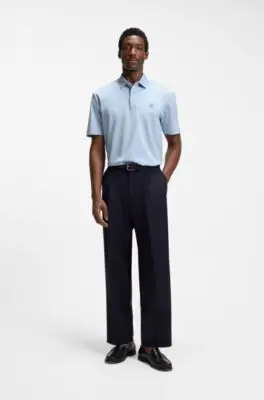 BOSS Polo Shirt In Mercerized Cotton With Double B Monogram - Light Blue