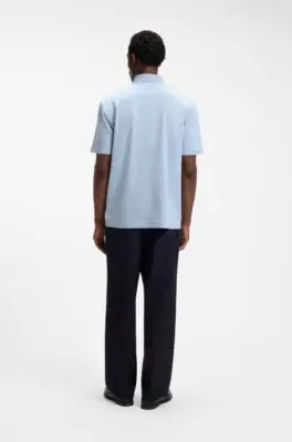 BOSS Polo Shirt In Mercerized Cotton With Double B Monogram - Light Blue