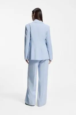 Hugo Regular-fit Blazer With Gold-tone Buttons - Light Blue
