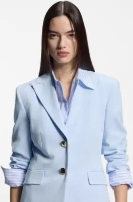 Hugo Regular-fit Blazer With Gold-tone Buttons - Light Blue