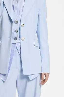 Hugo Regular-fit Blazer With Gold-tone Buttons - Light Blue