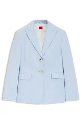 Hugo Regular-fit Blazer With Gold-tone Buttons - Light Blue