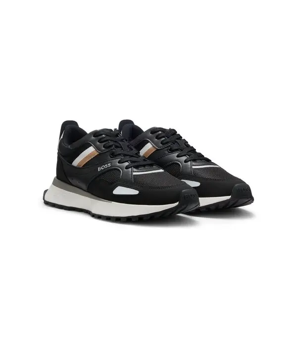 BOSS Running-style Sneakers With Textured Mix - Black