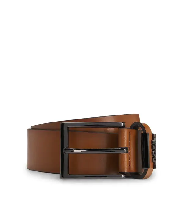 BOSS Italian Leather Belt With Brushed Gunmetal Hardware