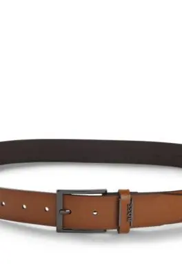 BOSS Italian Leather Belt With Brushed Gunmetal Hardware