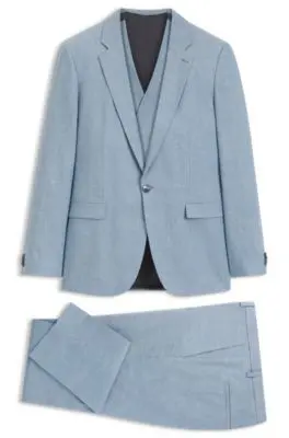 Hugo Three-piece Extra-slim-fit Suit - Light Blue
