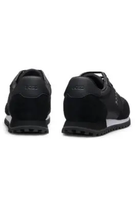 BOSS Logo-trim Faux-leather Sneakers - Black