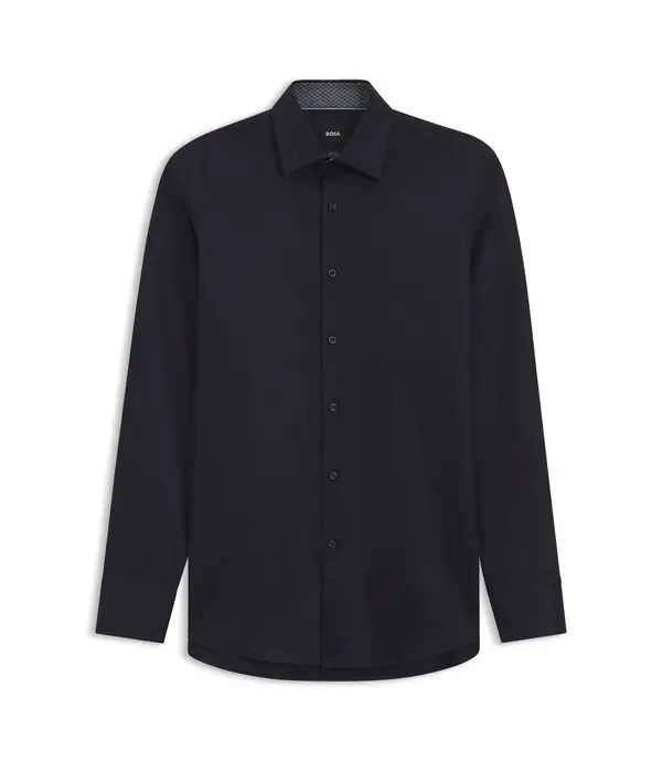 BOSS Easy-iron Slim-fit Shirt In Cotton Poplin - Dark Blue