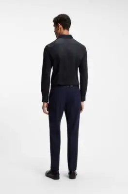 BOSS Easy-iron Slim-fit Shirt In Cotton Poplin - Dark Blue