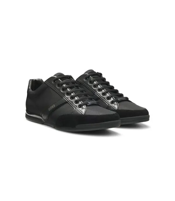 BOSS Mixed-material Lace-up Sneakers With Suede And Faux Leather