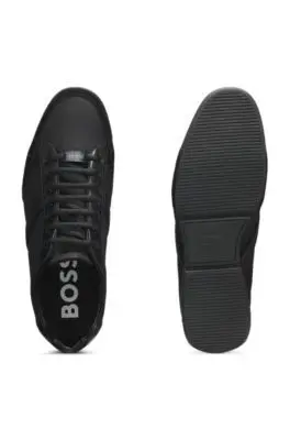 BOSS Mixed-material Lace-up Sneakers With Suede And Faux Leather