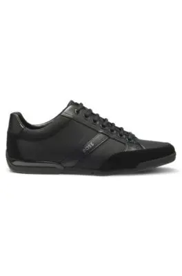BOSS Mixed-material Lace-up Sneakers With Suede And Faux Leather