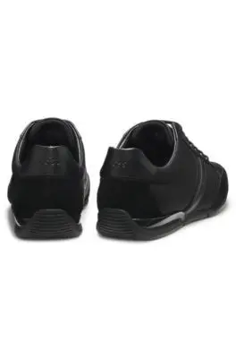 BOSS Mixed-material Lace-up Sneakers With Suede And Faux Leather