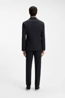 BOSS Patterned Slim-fit Jacket In A Wool Blend