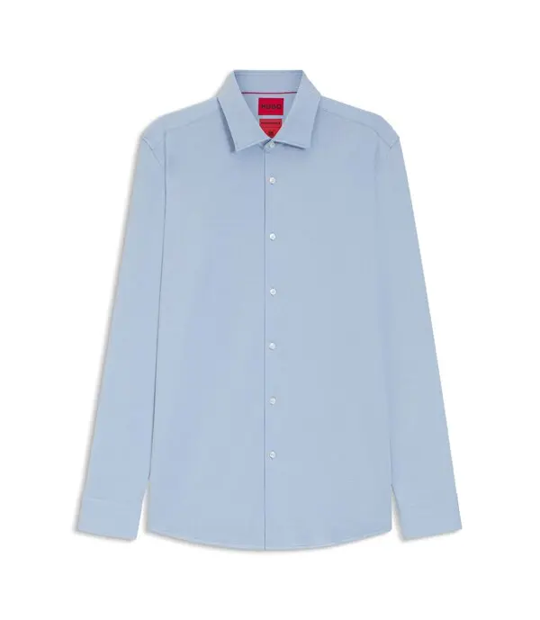 Hugo Melange Slim-fit Shirt In Cotton-blend Jersey