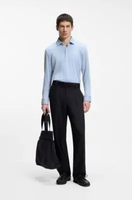 Hugo Melange Slim-fit Shirt In Cotton-blend Jersey