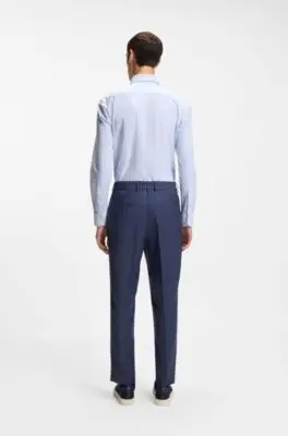 BOSS Printed Slim-fit Shirt In Performance-stretch Jersey - Light Blue